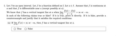 Solved Let I Be An Open Interval Let F ﻿be A Function