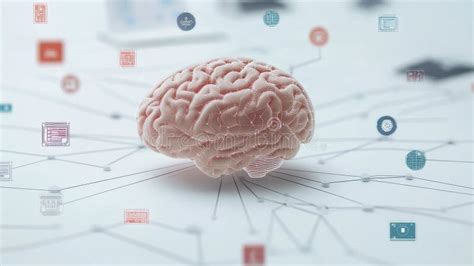 3d Rendering Of Brain With Connected Nodes And Network Links Stock