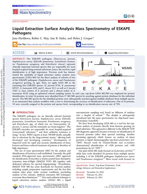 pdf liquid extraction surface analysis mass spectrometry of eskape