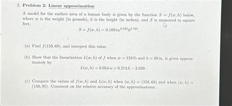 Solved Problem Linear ApproximationA Model For The Chegg