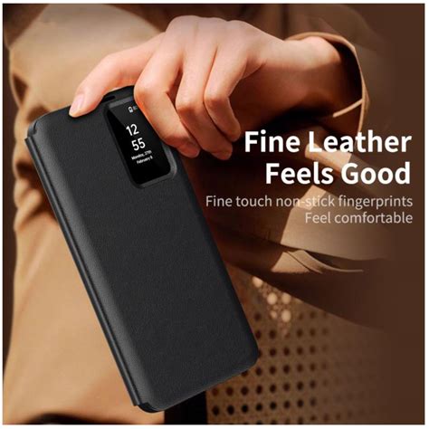 Premium Smart View Wallet Black Case For Samsung S Ultra