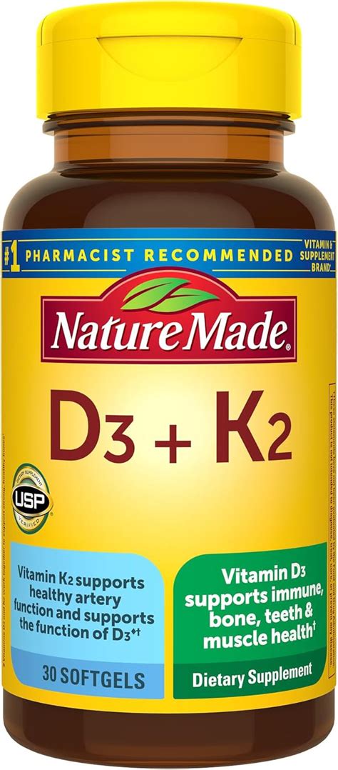 Nature Made Vitamin D3 K2 Supplement 5000 Iu 125 Mcg Vitamin D For