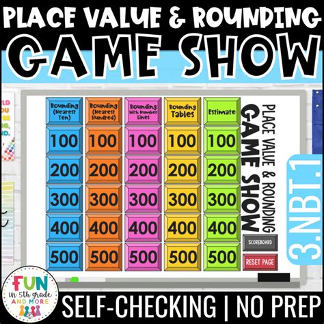 Place Value And Rounding Game Show For 3rd Grade Math Review Fun In