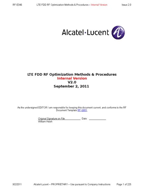 Lte Fdd Rf Optimization Methods And Procedures Pdf Cluster Analysis Lte Telecommunication