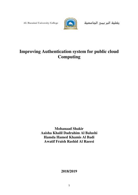 Pdf Improving Authentication System For Public Cloud Computing