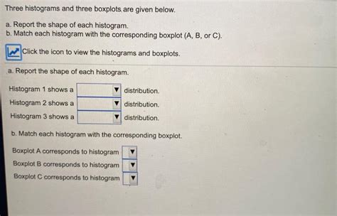 three histograms and three boxplots are given below