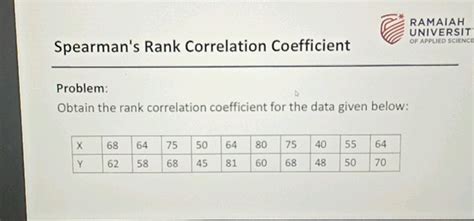 Spearmans Rank Correlation Coefficient StudyX
