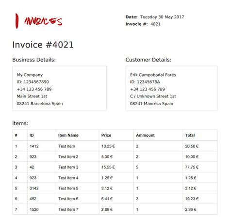 Detail Invoice Template Html With Css Free Download Koleksi Nomer