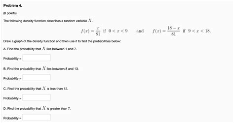 solved problem 4 8 points the following density function