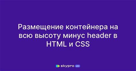Размещение контейнера на всю высоту минус header в html и css