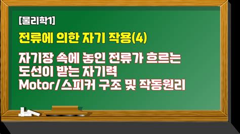 물리학1 자기장 속에 놓인 전류가 흐르는 도선이 받는 자기력motor 및 스피커에 응용 Youtube