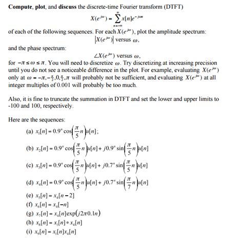 Solved Compute Plot And Discuss The Discrete Time Fourier