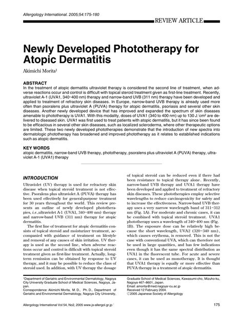 Pdf Newly Developed Phototherapy For Atopic Dermatitis