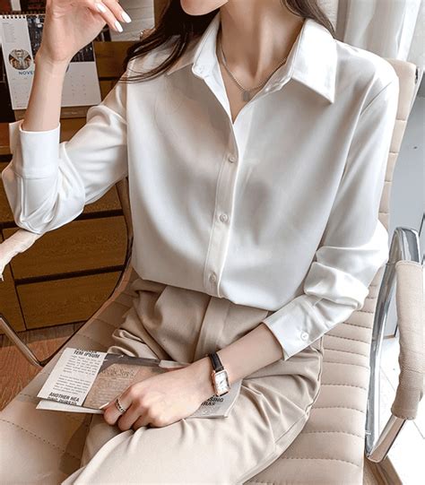 23 봄 신상 셔츠 카라 남방 싱글 브레스트 화이트 핑크 긴소매 와이셔츠 스트레이트 기본 일자 슬림핏 봄남방 정상 상의 탑