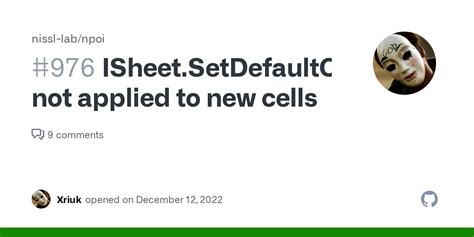 Isheetsetdefaultcolumnstyle Not Applied To New Cells · Issue 976 · Nissl Labnpoi · Github