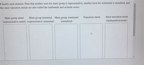 solved classify cach element note that another term for