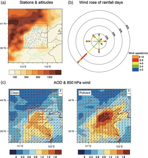 A Altitudes Shading Units M And Selected Stations Dots In The