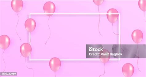 파스텔 핑크 배경에 풍선입니다 흰색과 분홍색 풍선으로 만든 프레임입니다 생일 휴일 개념입니다 플랫 레이 상단 보기 복사 공간 개념에 대한 스톡 벡터 아트 및 기타 이미지