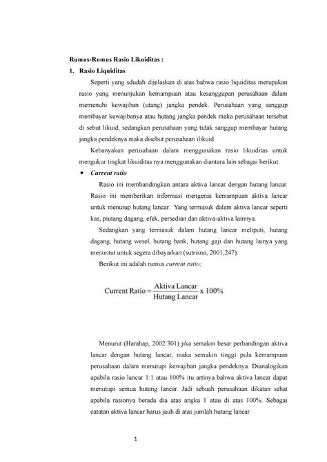 Rumus Rumus Rasio Likuiditas Perusahaan Yang Sanggup Membayar