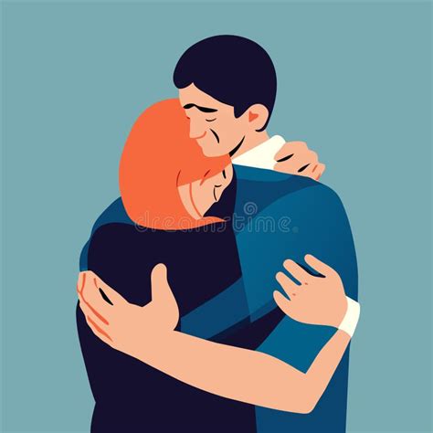 Couple In Love Hugging Each Other In Flat Style Ai Generated Stock Illustration Illustration