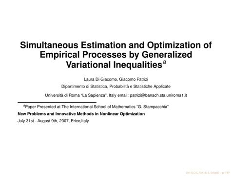 Pdf Simultaneous Estimation And Optimization Of Empirical Processes By Generalized Variational