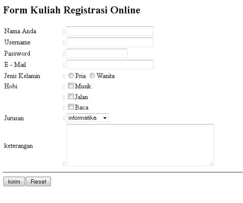 Membuat Form Daftar Dengan Php Informatika