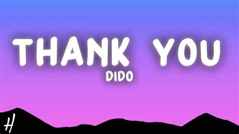 Dido Thank You Lyrics Youtube