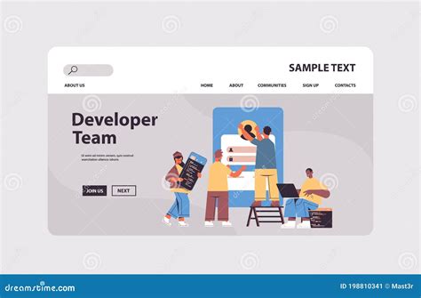 Mix Race Web Developers Team Creating Program Code Application