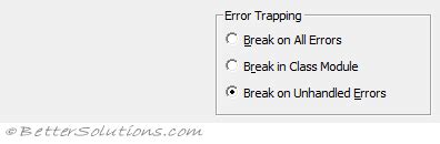 VBA Visual Basic Editor General Tab