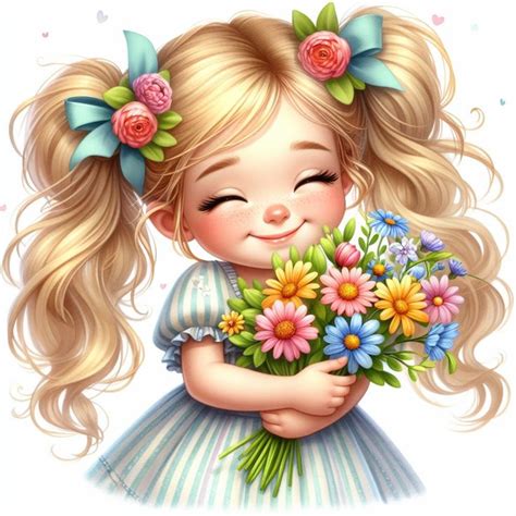 Девочка с цветами в 2024 г Милые рисунки Рисунки Силуэтные картинки