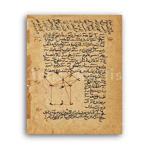 Printable Pythagorean Theorem Ancient Arabian Manuscript Math Poster