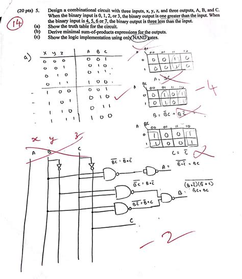 solved 20 pts 5 design a combinational circuit with three