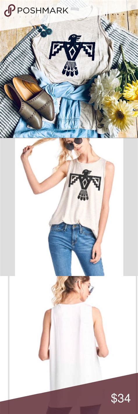 Last One Thunderbird Graphic Tank In Oatmeal Southwestern