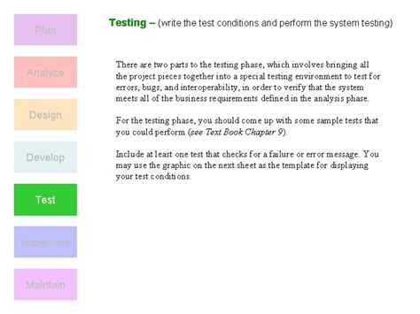 Plan Analyze Design Develop Test Implement Maintain Systems