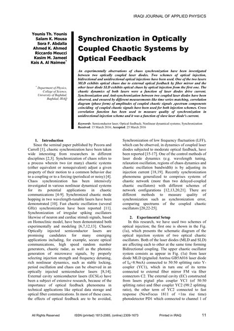 Pdf Synchronization In Optically Coupled Chaotic Systems By Optical