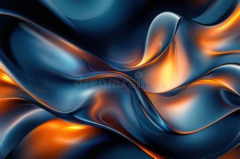 Glossy Abstract Waves With Vibrant Orange And Blue Colors Creating A Dynamic And Fluid Visual
