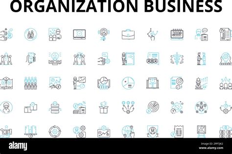 Organization Business Linear Icons Set Efficiency Streamlining Optimization Structure