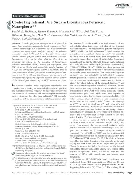 Pdf Controlling Internal Pore Sizes In Bicontinuous Polymeric Nanospheres