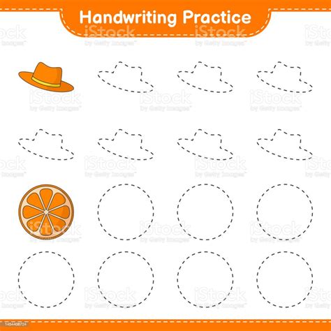 필기 연습 오렌지와 여름 모자의 추적 라인 교육 어린이 게임 인쇄 워크시트 벡터 일러스트 레이 션 0명에 대한 스톡 벡터 아트 및 기타 이미지 Istock