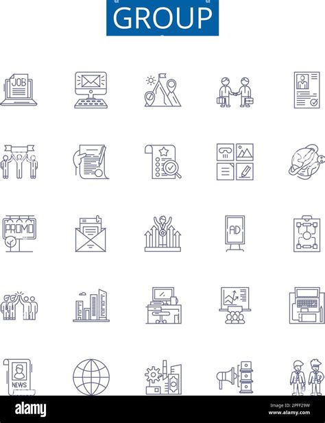 Group line icons signs set. Design collection of Collective, Crowd, Clique, Congregation ...