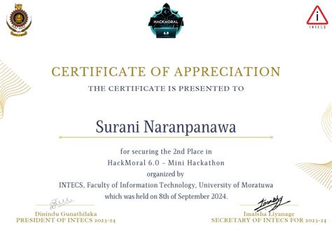 Surani Naranpanawa On Linkedin Hackmoral2024 Intecs Uom Hackathon