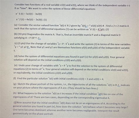 consider two functions of a real variable x1 t and