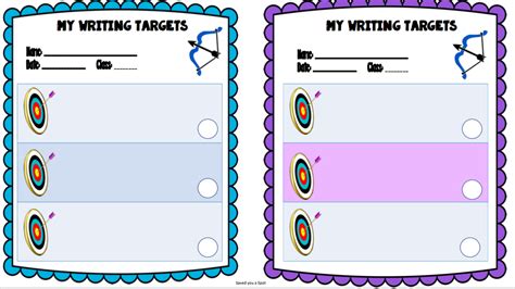 Writing Targets Sheet And Writing Targets Achievement Certificate Free Download Teaching