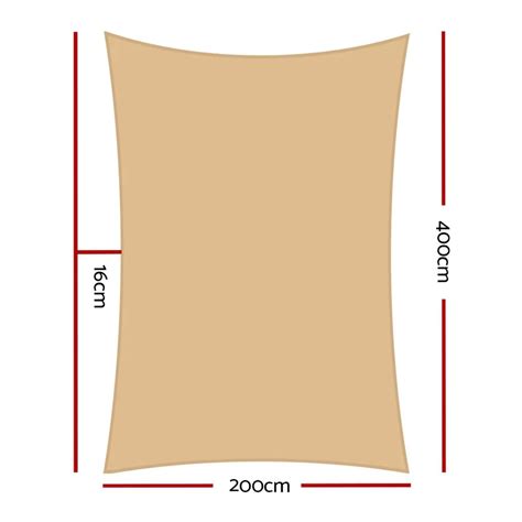 Instahut Shade Sail 2x4m Rectangle 280gsm 98 Sand Shade Cloth Ebay