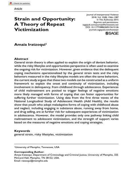 Strain And Opportunity A Theory Of Repeat Victimization Pdf
