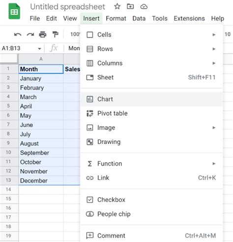 Google Sheets: How to Create a Chart and Ignore Blank Cells | Online Tutorials Library List ...
