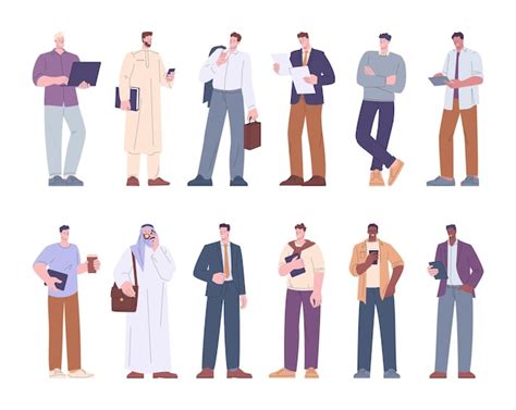 Premium Vector Modern Male Business Characters With Laptop And Coffee