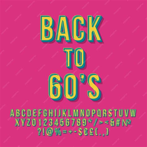 60년대로 돌아가기 3d 벡터 레터링 복고풍 굵은 글꼴 팝 아트 양식화된 텍스트 올드 스쿨 스타일 문자 숫자 기호 팩 빈티지 포스터 배너 티셔츠 인쇄술 디자인 자홍색 색상