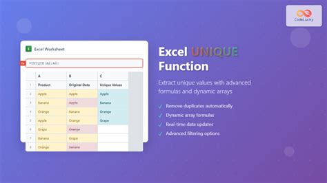 Excel Unique Function Extract Unique Values With Advanced Formulas