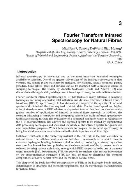 Pdf Fourier Transform Infrared Spectroscopy For Natural Fibres